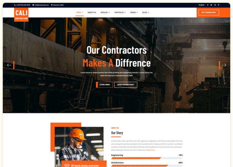 Construction Company Website Template & Themes - Themeslay