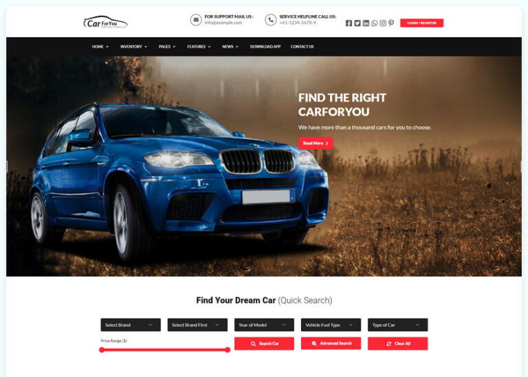 Auto Dealer & Auto Parts WooCommerce WordPress Themes free download