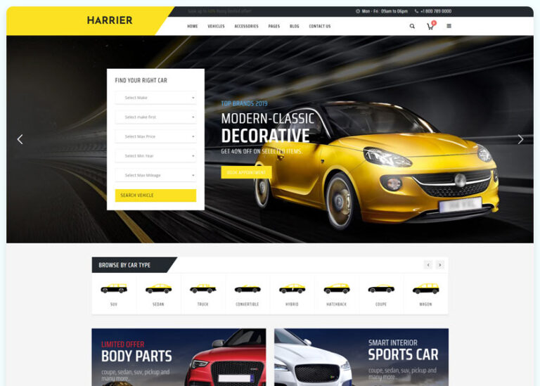 Auto Dealer & Auto Parts WooCommerce WordPress Themes free download