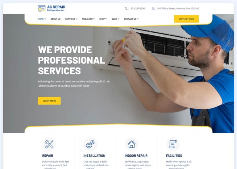 Best Air Conditioning website templates premium download