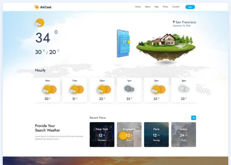 Weather website themes and Templates free download