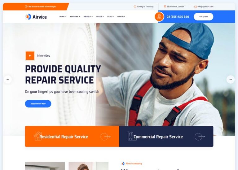 Best Air Conditioning website templates premium download