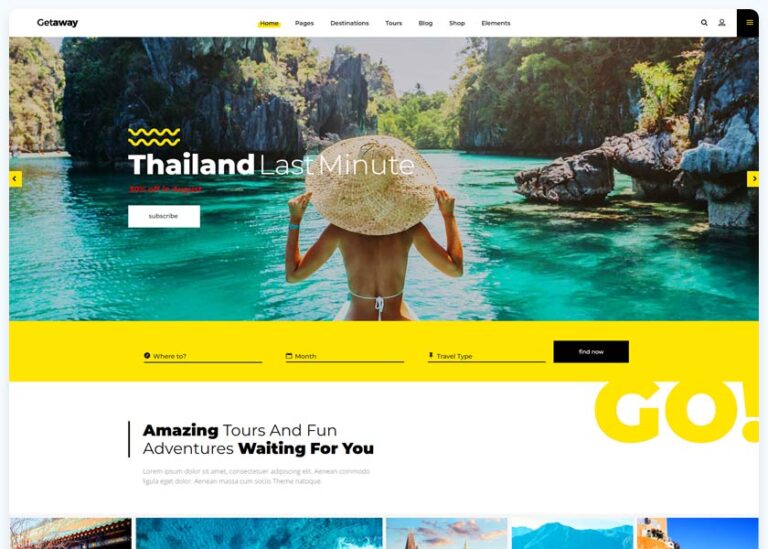 Travel WordPress website themes premium and free download