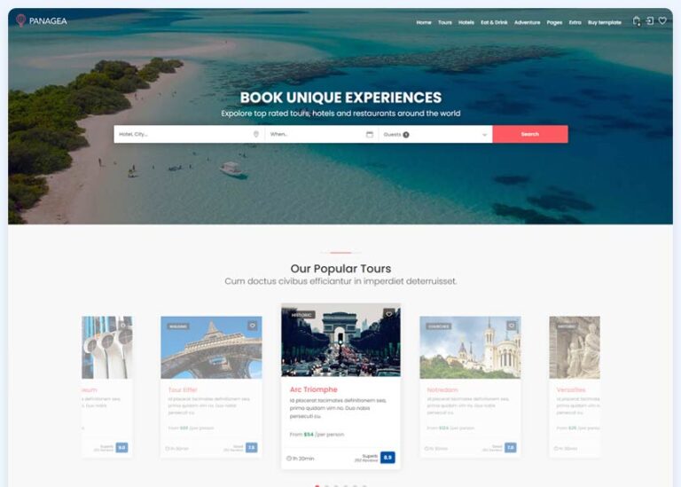 Travel & Tour website premium HTML themes template
