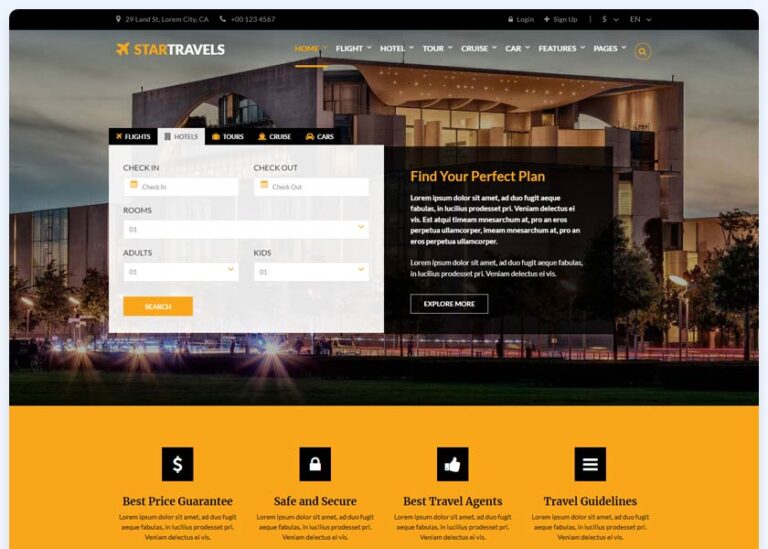 Travel & Tour website premium HTML themes template