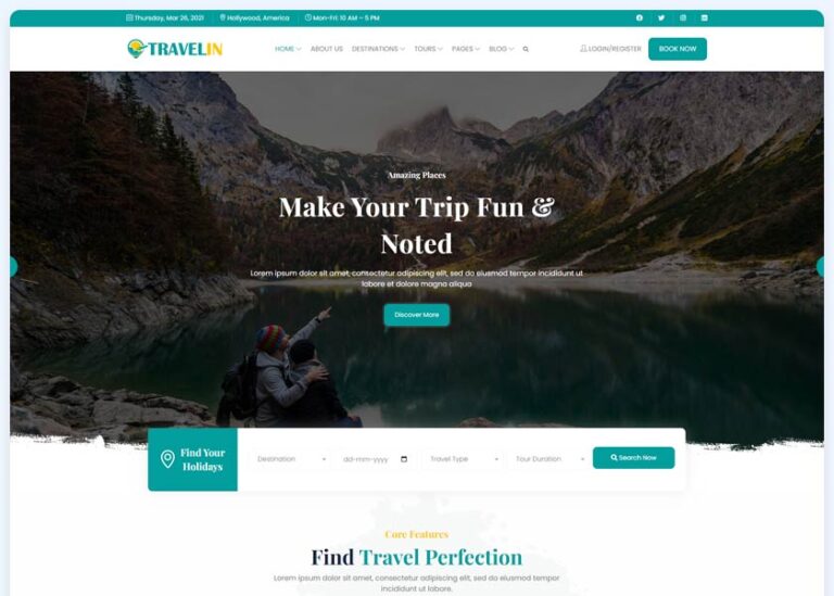 Travel & Tour website premium HTML themes template