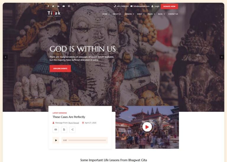 Hinduism Templates for hindu religion and hindu temple website