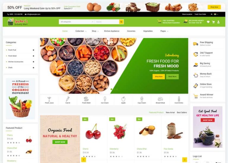Top Grocery Store Website template and Themes - Website Templates ...