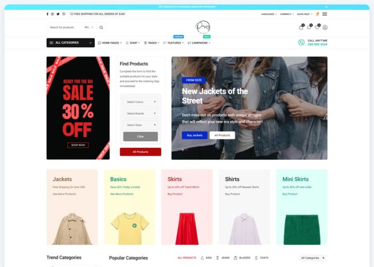 Trendy Fashion Clothing Websites Themes & templates - Website Templates ...