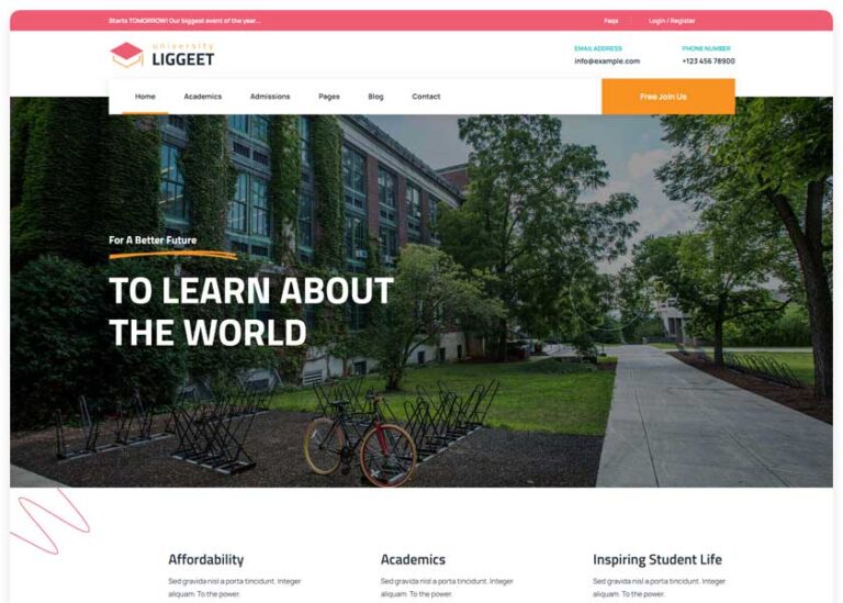 Universities & Education Website Themes Templates - Website Templates ...