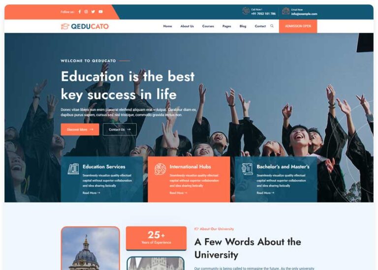 Universities & Education Website Themes Templates - Website Templates ...