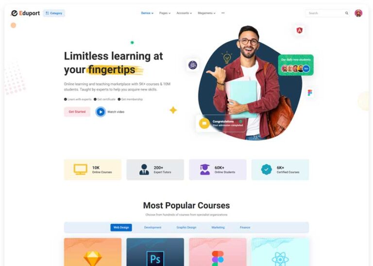 Online Courses & LMS Best Downloadable Website Themes - Website ...